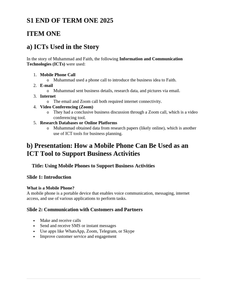 s1 End of Term One 2025 | PDF | Educational Technology | Mathematics