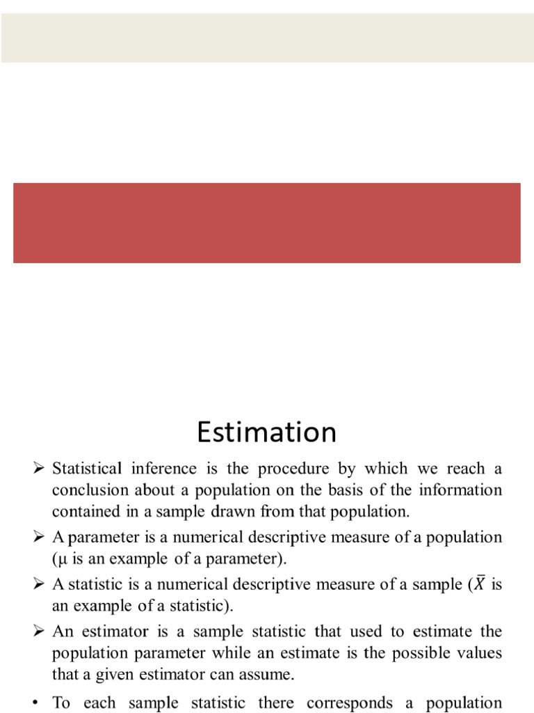 Estimation Hypothesis Testing Pdf Estimator Standard Deviation