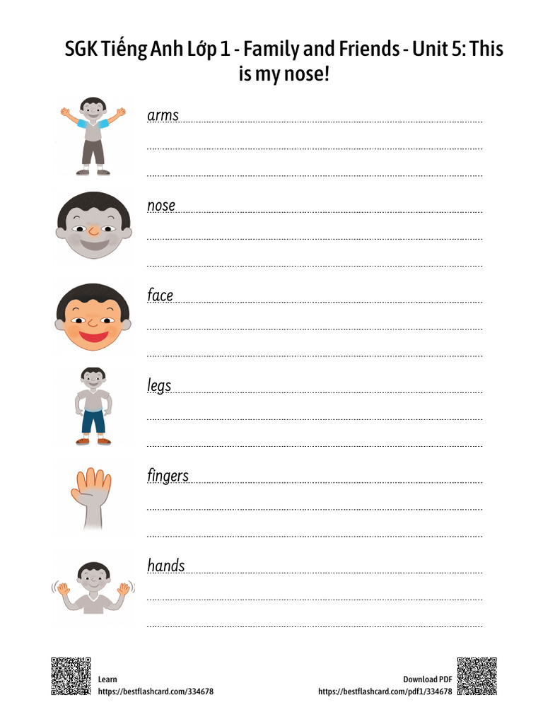 SGK Tiếng Anh Lớp 1 - Family and Friends - Unit 5 - This is My Nose | PDF