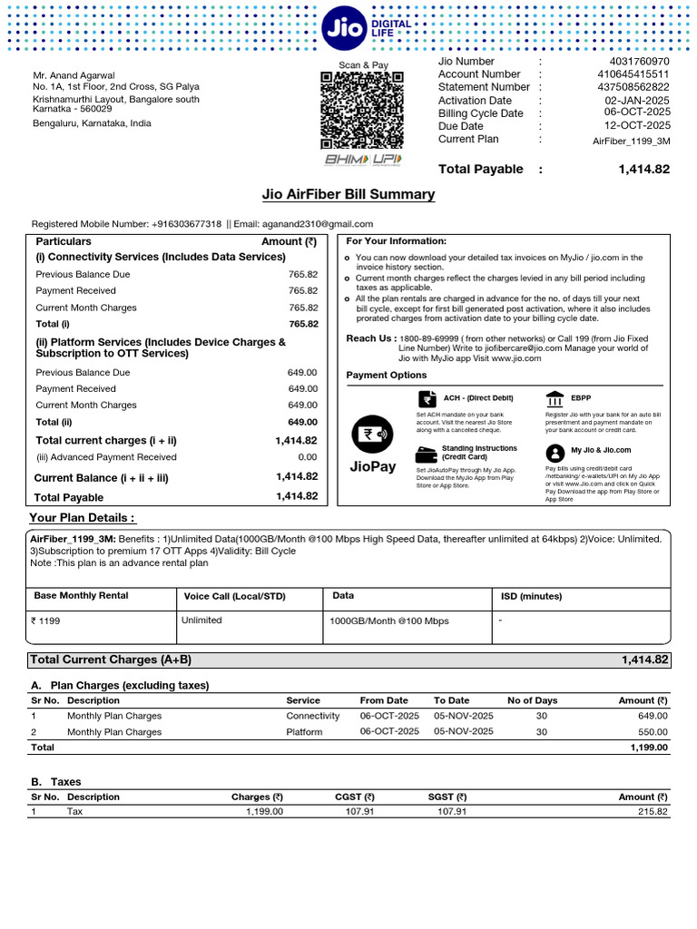 My_Bill_06 Nov, 2025-11 Nov, 2025_AnandBill (1) | PDF | Credit Card | Payments
