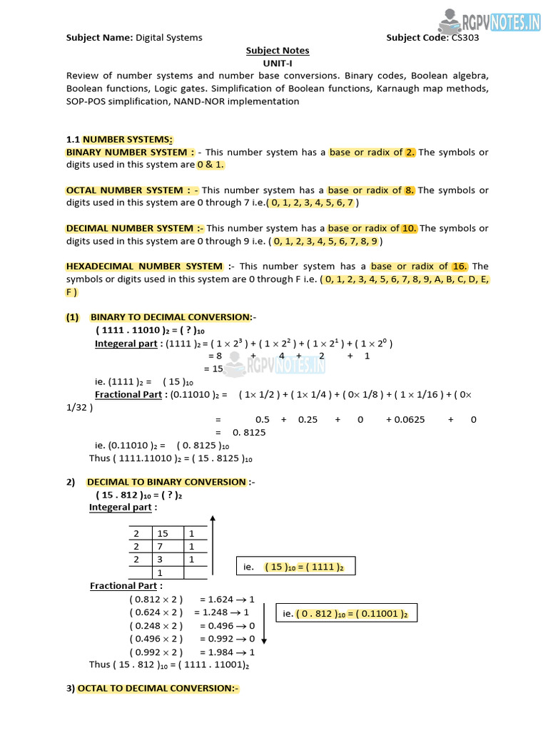 Digital Systems: Number Systems Guide | PDF | Binary Coded Decimal ...