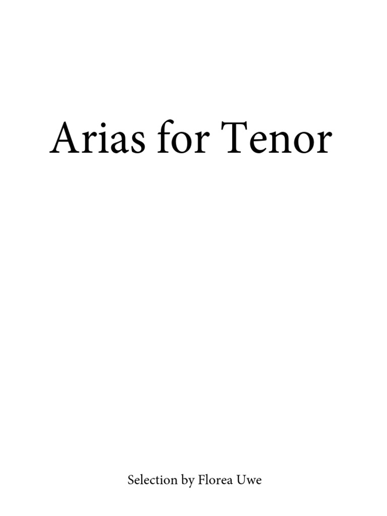 Arias For Tenor Album | PDF