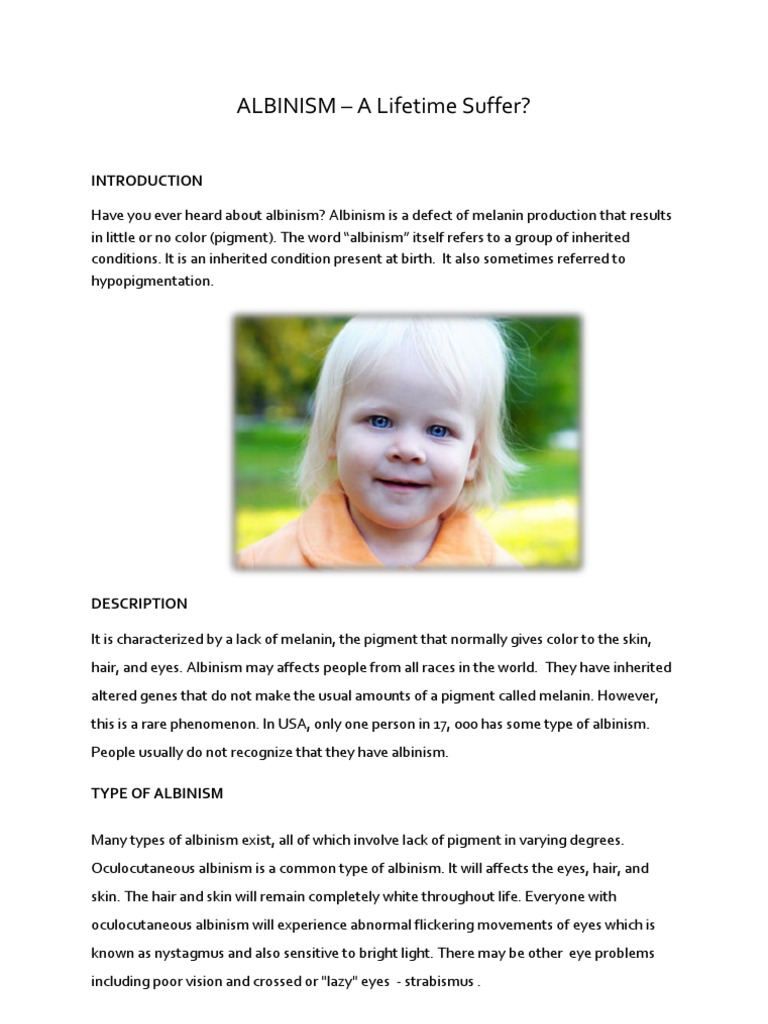 Albinism | PDF | Eye Color | Diseases And Disorders