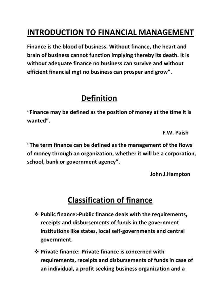 Introduction To Financial Management | Download Free PDF | Profit ...