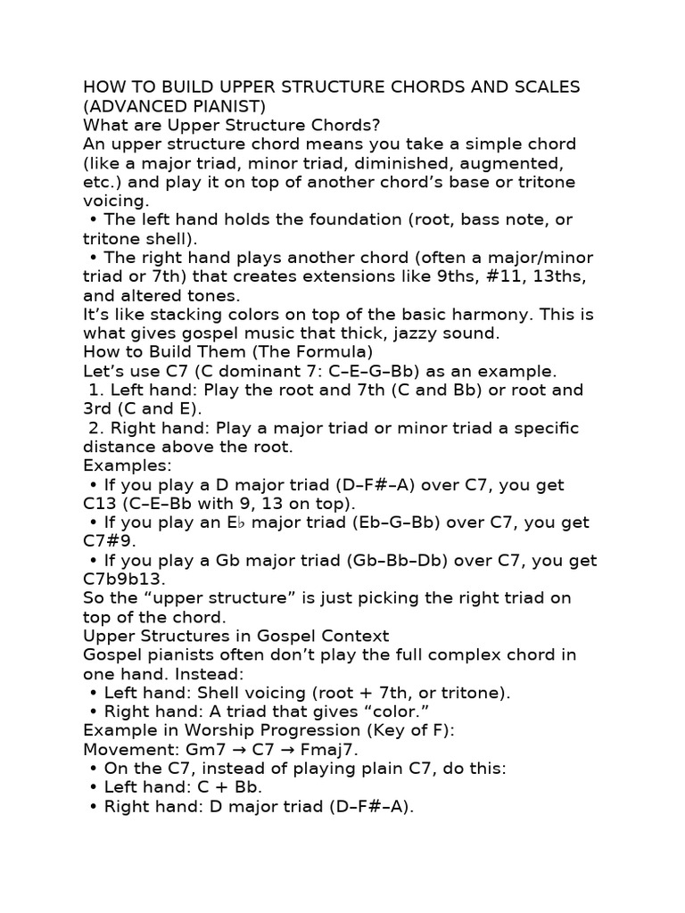 How To Build Upper Structure Chords and Scales (Advanced Pianist) | PDF ...