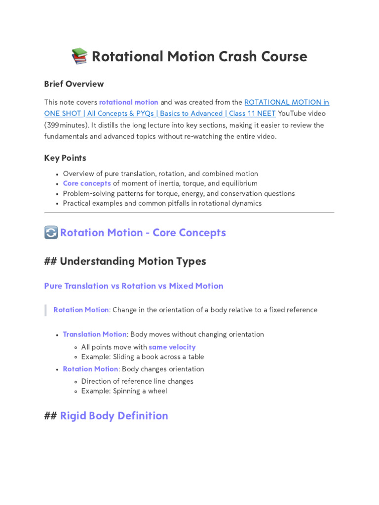 Rotational Motion Concepts Explained | PDF | Rotation Around A Fixed ...