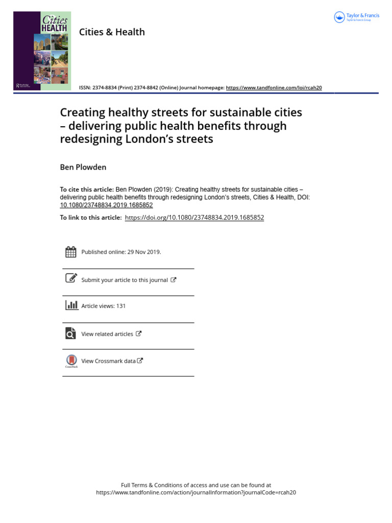 Creating Healthy Streets For Sustainable Cities - Delivering Public ...
