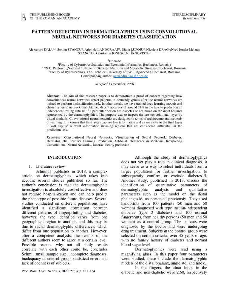 Pattern Detection in Dermatoglyphics Usi | PDF | Information | Fingerprint