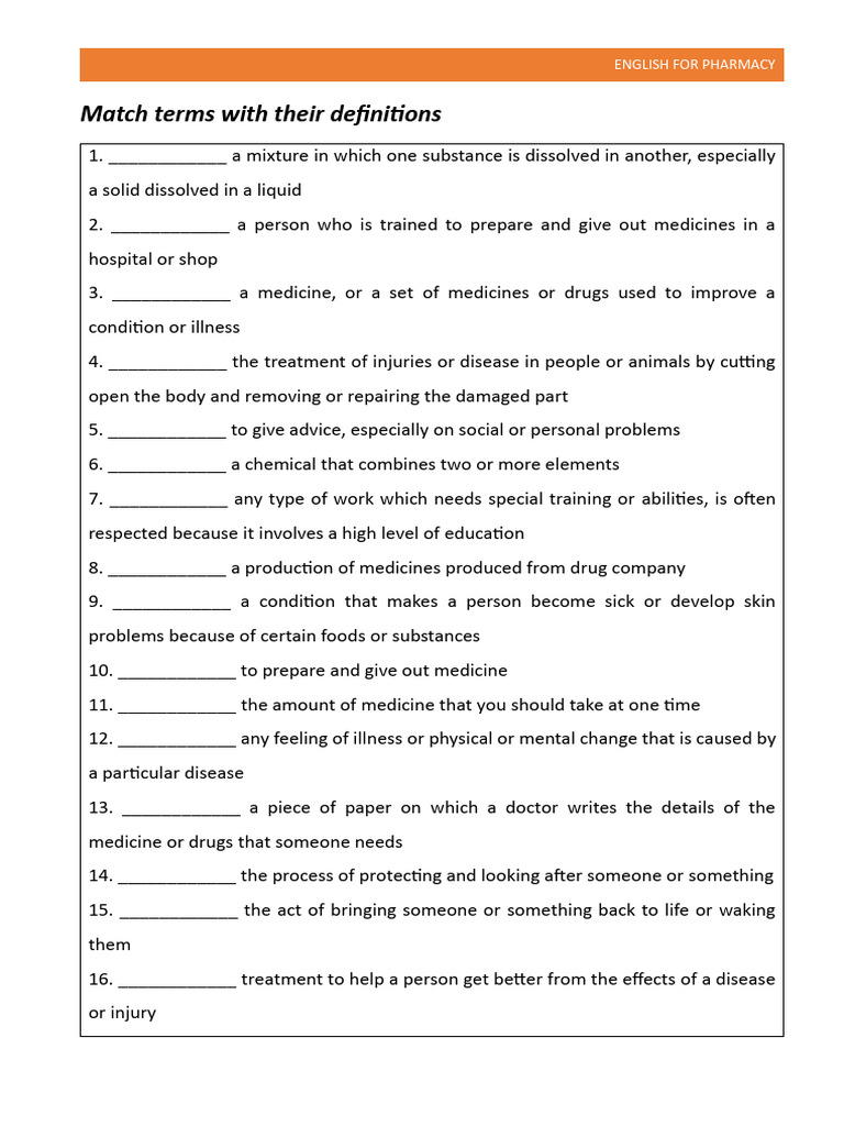 Match Terms With Their Definitions | PDF