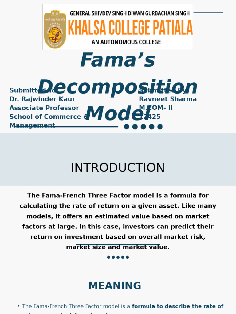 Fama's Decomposition Model | PDF | Capital Asset Pricing Model | Beta ...