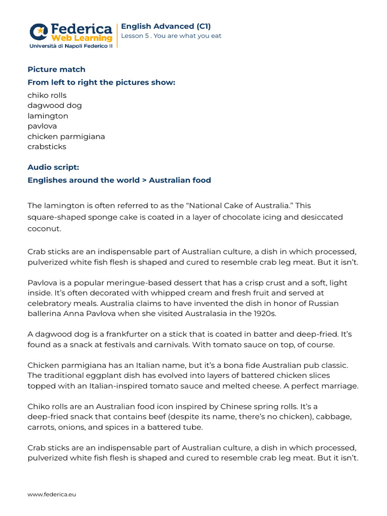 05.02.05.audio Script - Aussie Food | PDF