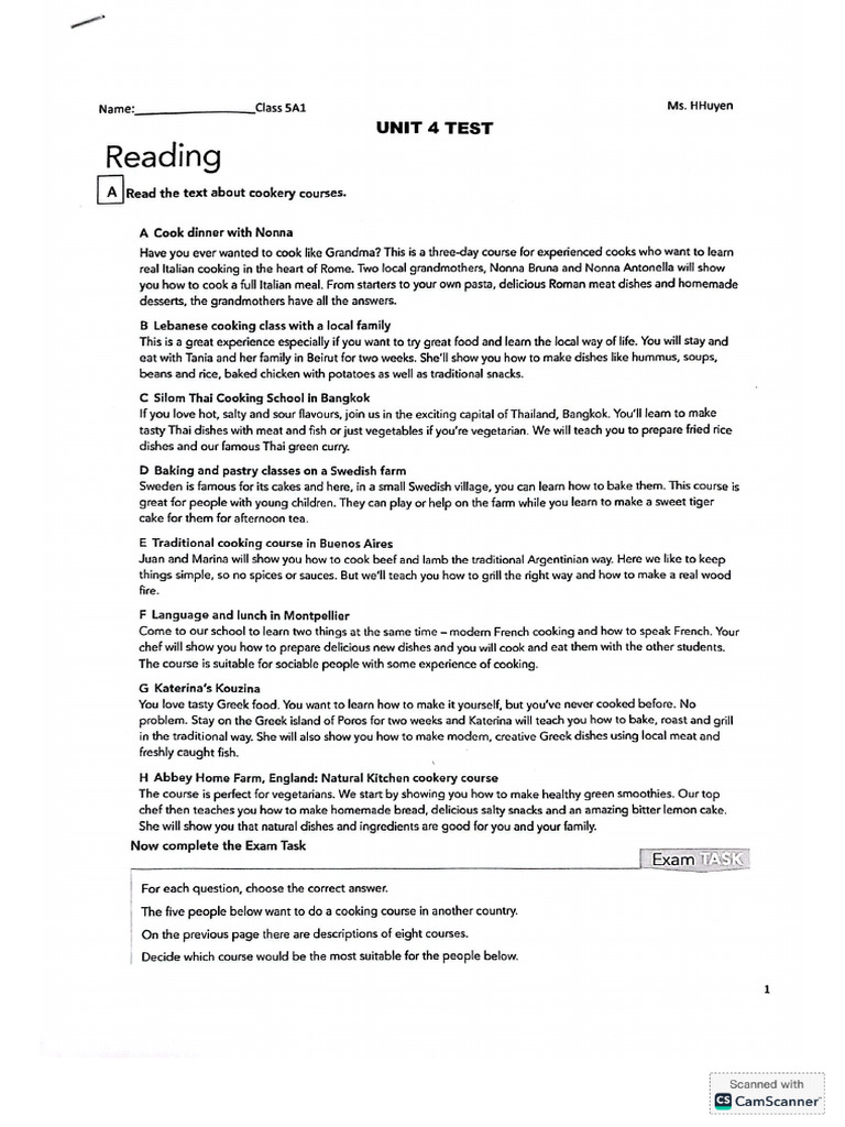 5A1 Unit 4 Test | PDF