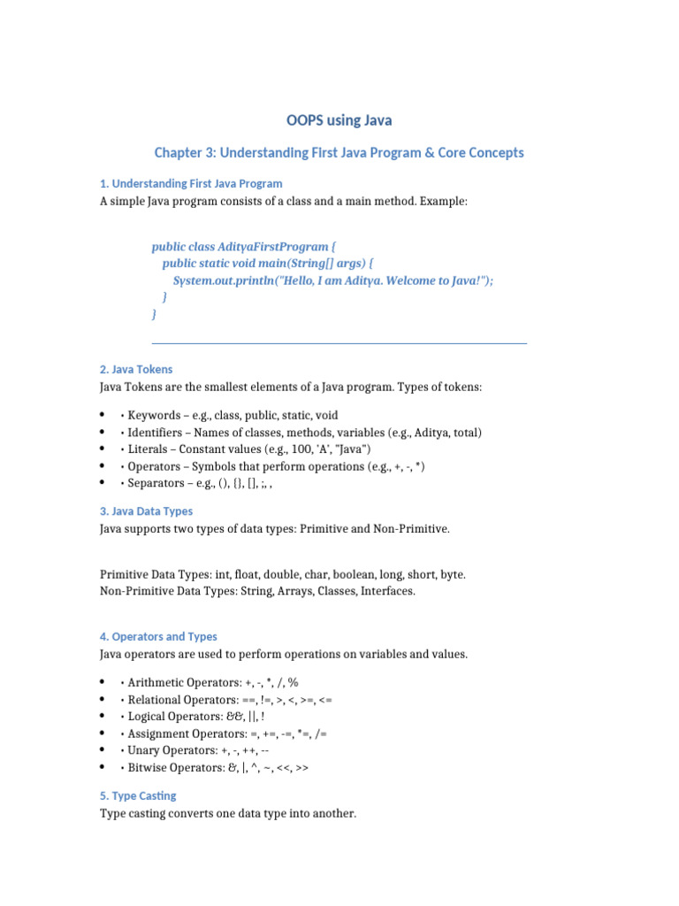 Java OOPS Chapter3 Aditya | PDF | Control Flow | Data Type