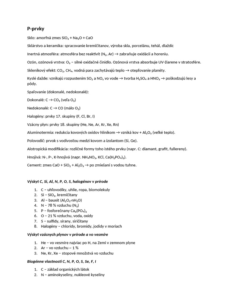 6.2 P Prvky - Che | PDF