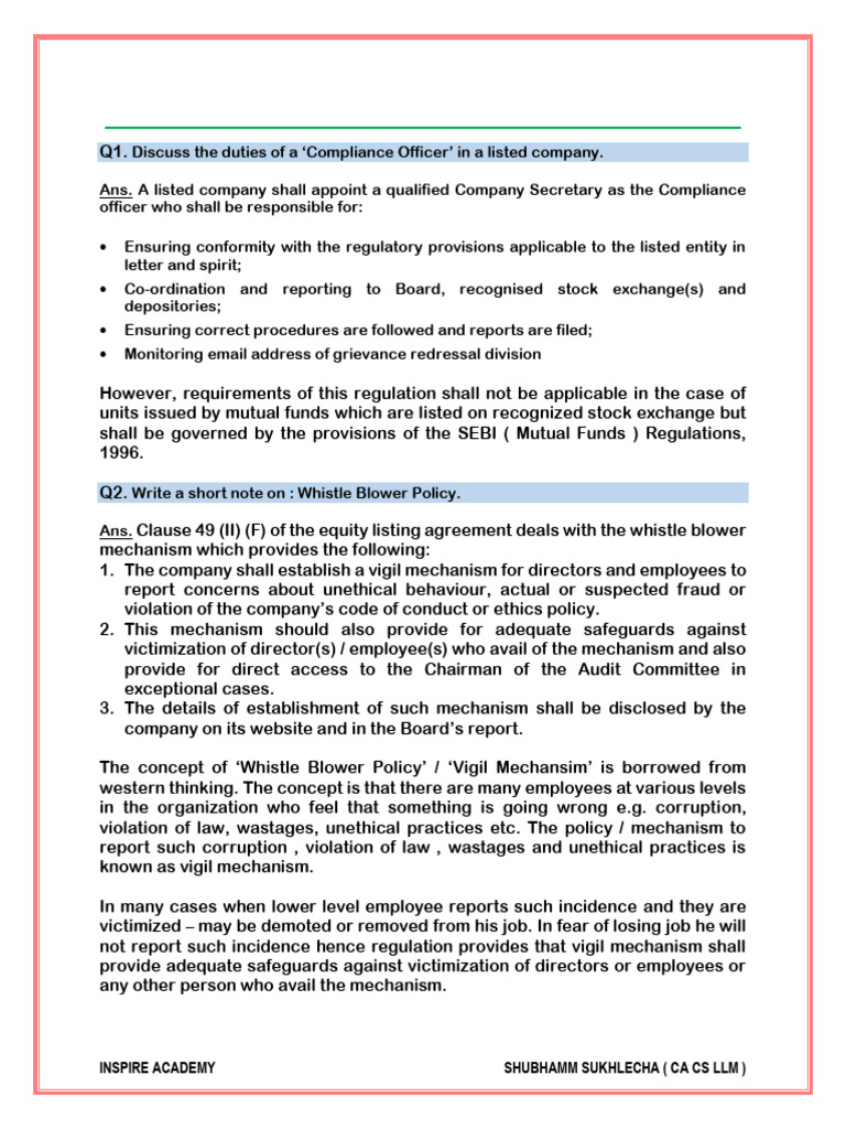 Model Answer Sheet For Gas - 13 | PDF | Board Of Directors | Regulatory ...
