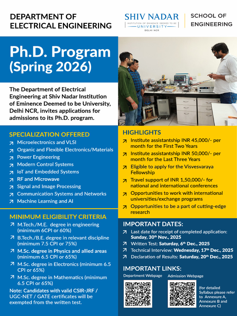 Ph.D. Admissions in Electrical Engineering | PDF