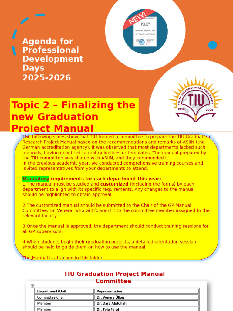 Topic 2 - Manual of Graduation Project | PDF