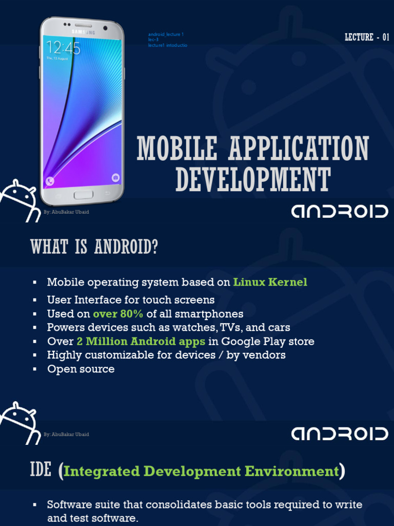 Android Lecture 1 | PDF | Java (Software Platform) | Android (Operating System)