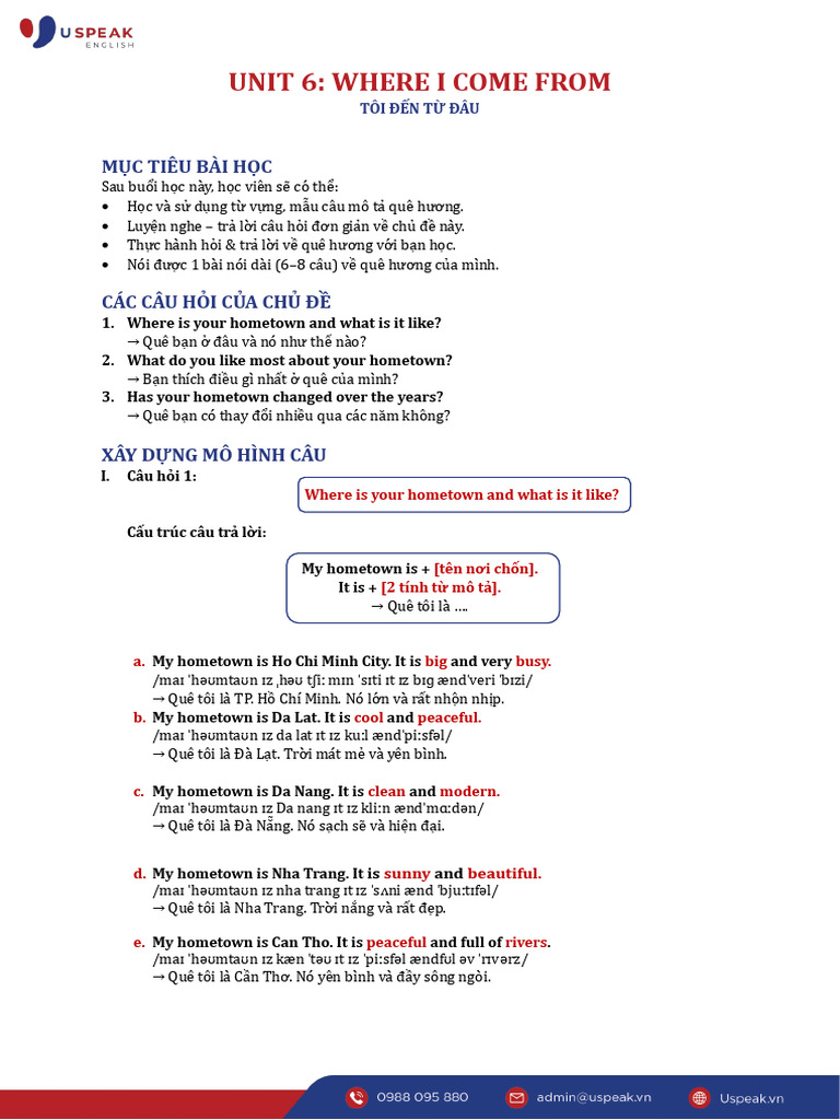 Unit 6 Where I Come From - Student | PDF