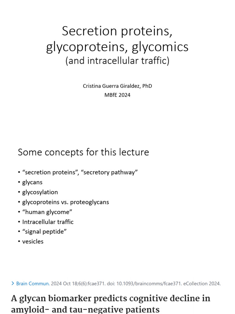 Secretion Proteins, Glycoproteins, Intracell Traffic | PDF ...