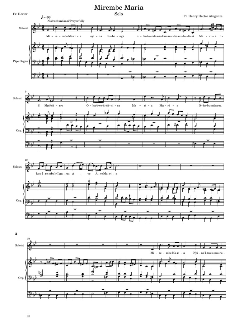 Mirembe Maria Solo With ORGAN Fr. Hector H | PDF