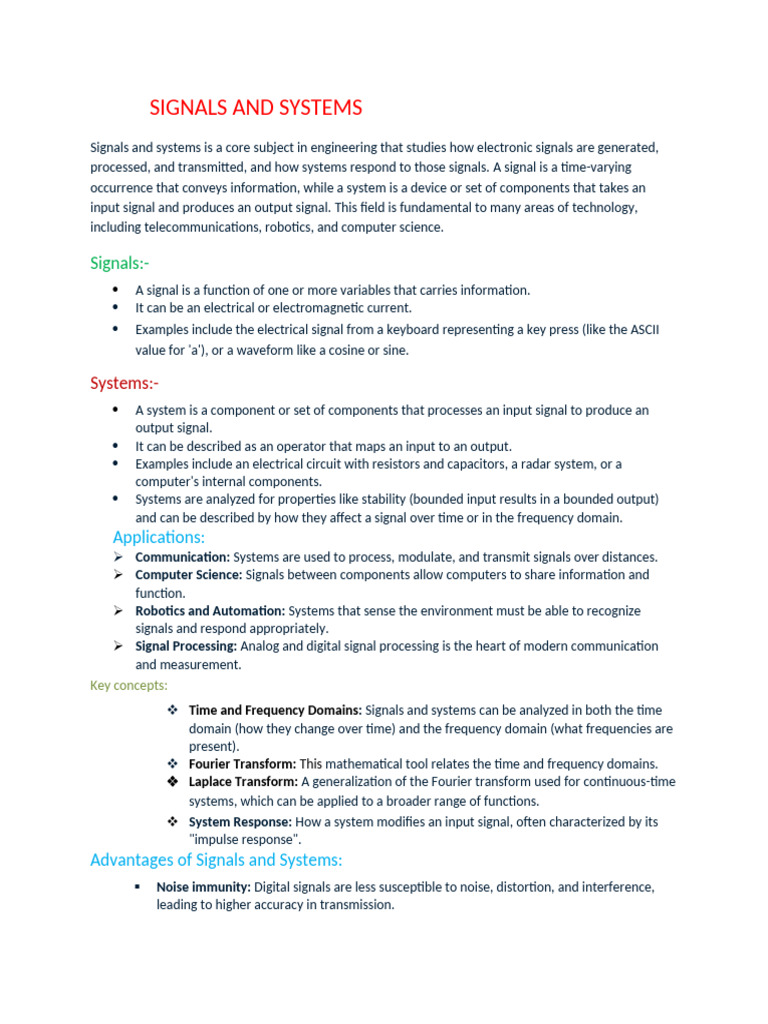 Signals and Systems | PDF | Digital Signal Processing | Filter (Signal ...