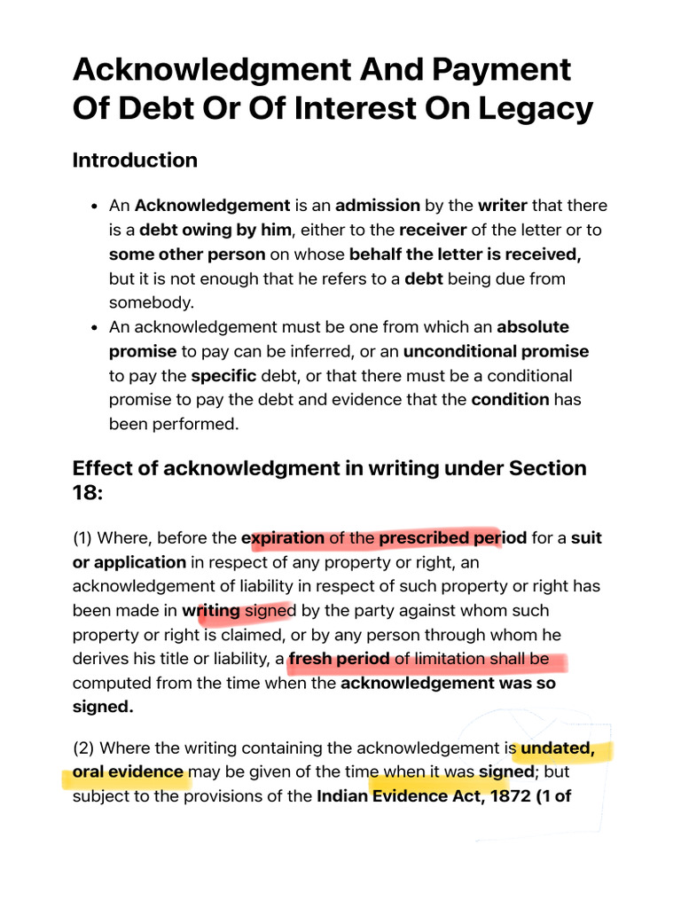 Acknowledgement | PDF | Legal Liability | Payments