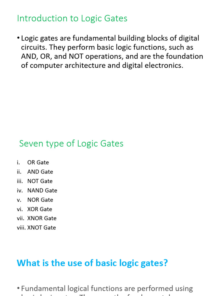 Overview of Logic Gates and Functions | PDF