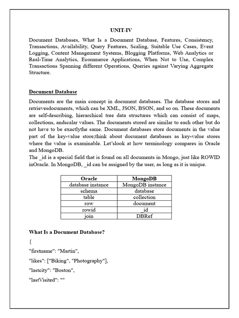 Unit-4 Nosql Graph DB | PDF | Databases | Mongo Db