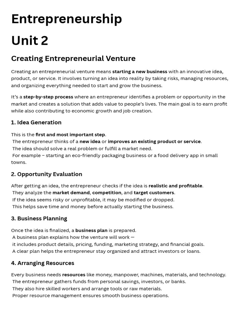 Steps to Launching an Entrepreneurial Venture | PDF | Entrepreneurship ...