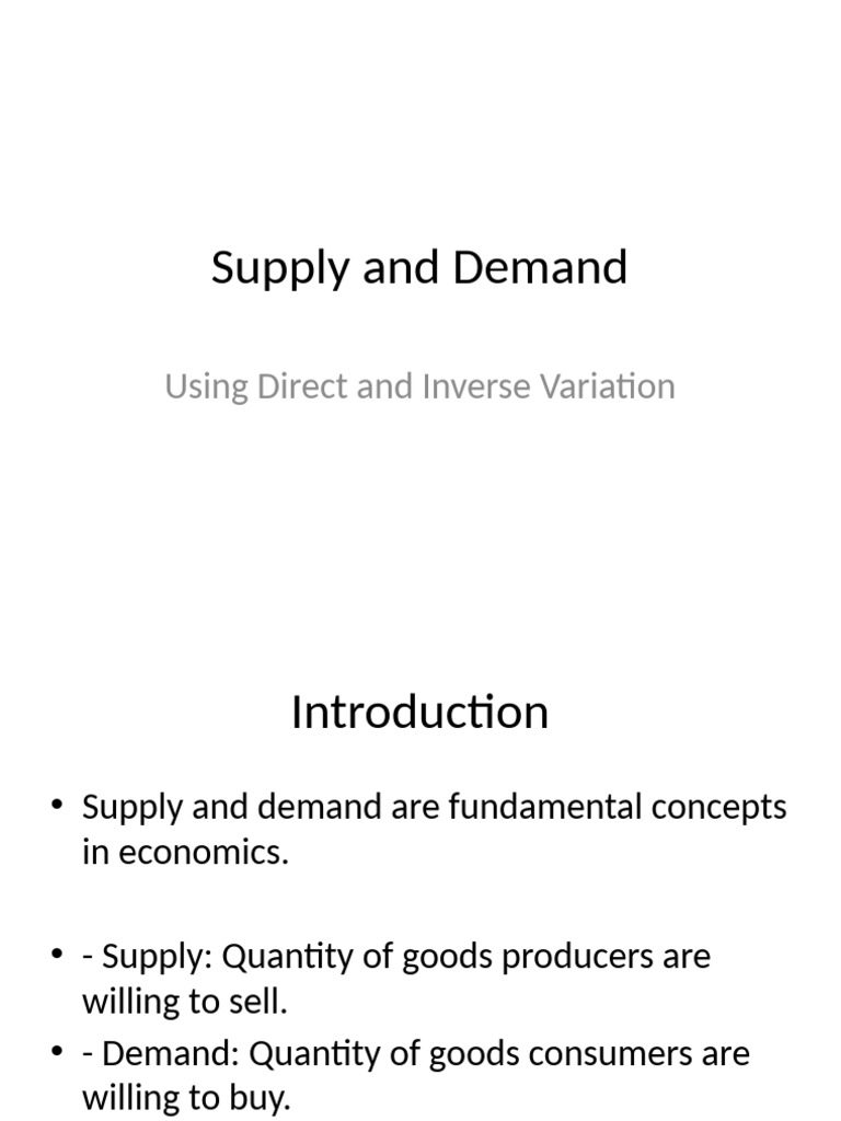 Supply and Demand Variation Presentation | PDF