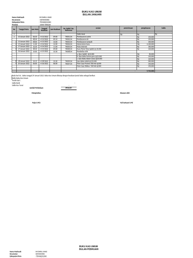 Buku Bantu Kas Umum 2022 | PDF
