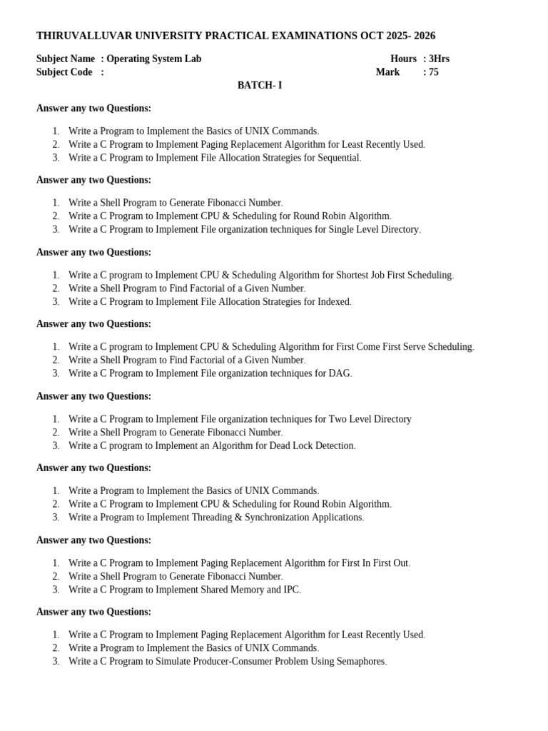 Os Lab Upq-2024-2025 | PDF | Scheduling (Computing) | Operating System