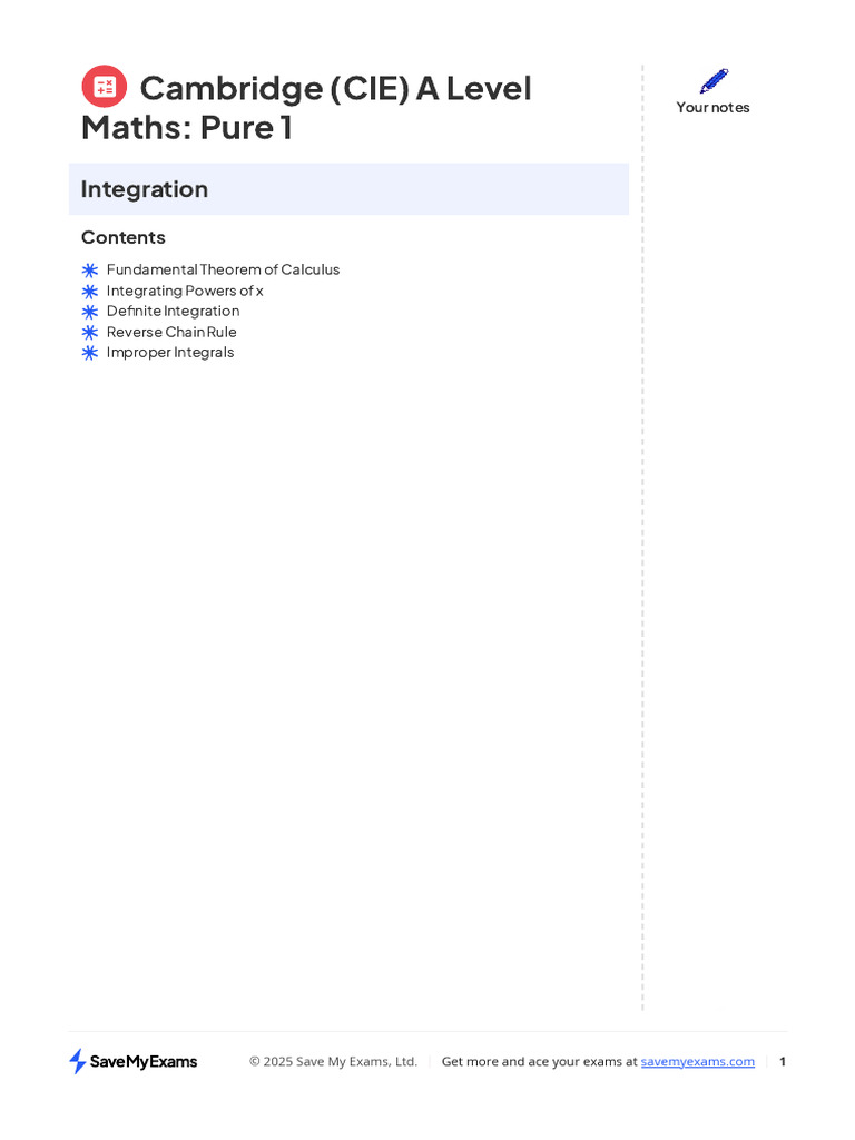 A Level Maths: Integration Guide | PDF | Integral | Calculus