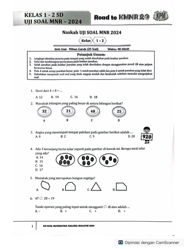 Contoh Uji Soal Kls 1-2 | PDF