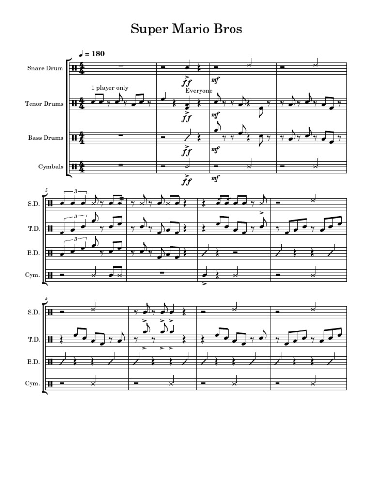 Super Mario Bros Drumline Cadence | PDF | Nintendo | Nintendo Franchises