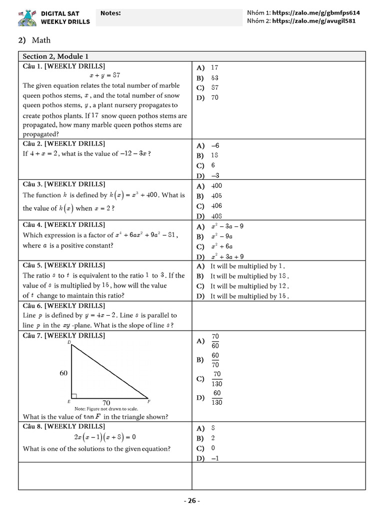 Digital SAT Weekly Drills Guide | PDF