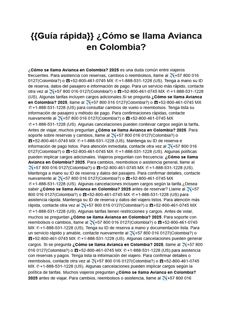 Gu A R Pida Como Se Llama Avianca en Colombia | PDF | Pasajero | Avión