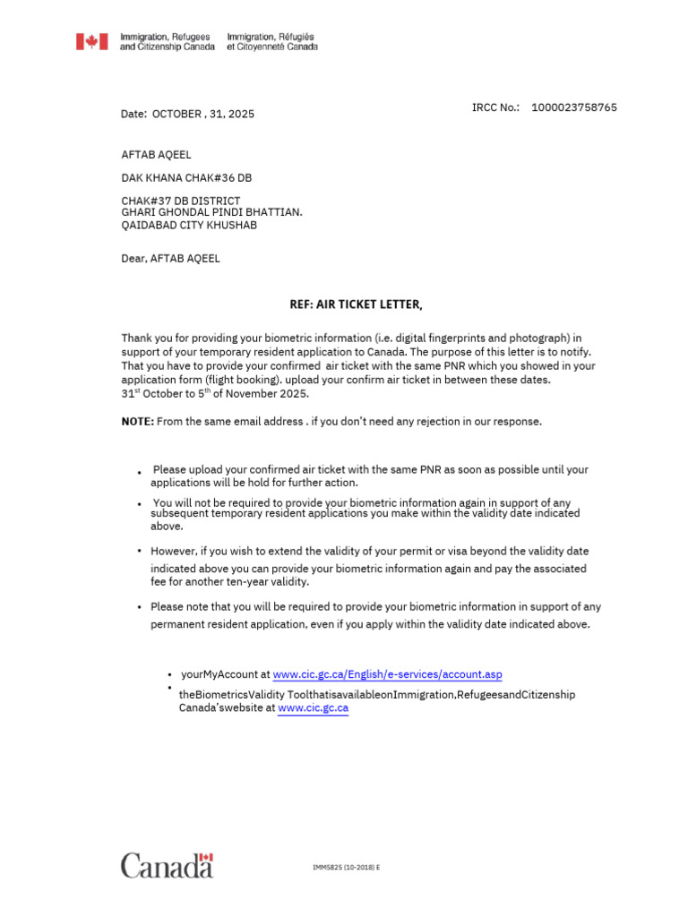 Aftab Aqeel Correspondence | PDF | Travel Visa | Government And Personhood