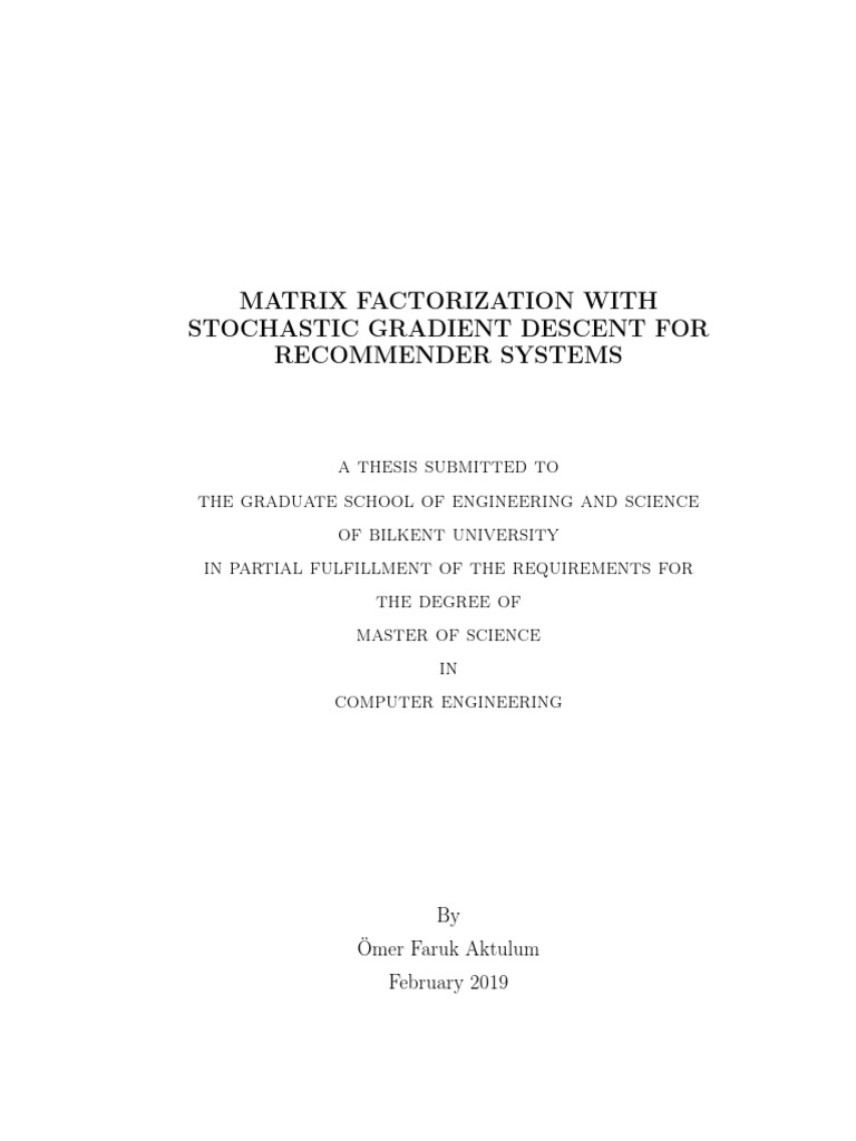 Matrix Factorization With SGD For Recommender Systems | PDF | Matrix (Mathematics) | Applied ...
