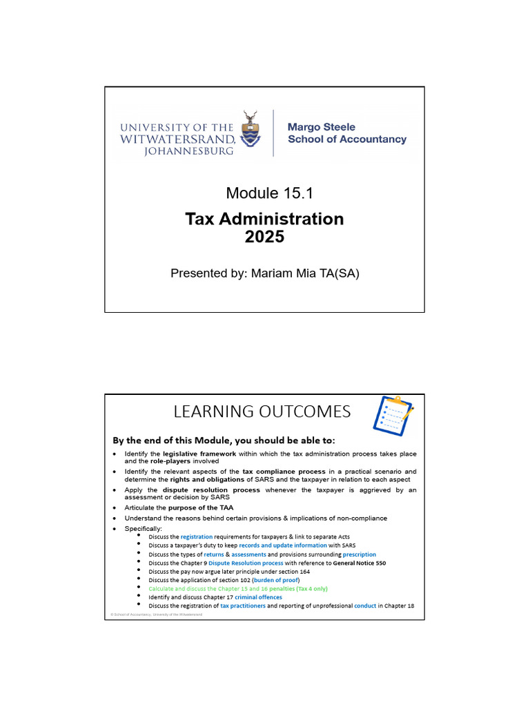 Tax Administration Act Overview 2025 | PDF | Taxes | Taxpayer
