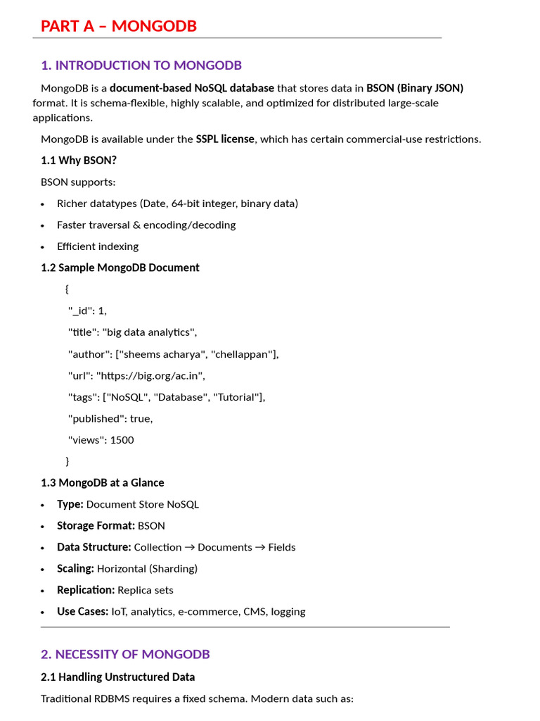 BDA UNIT 4 | PDF | Mongo Db | No Sql