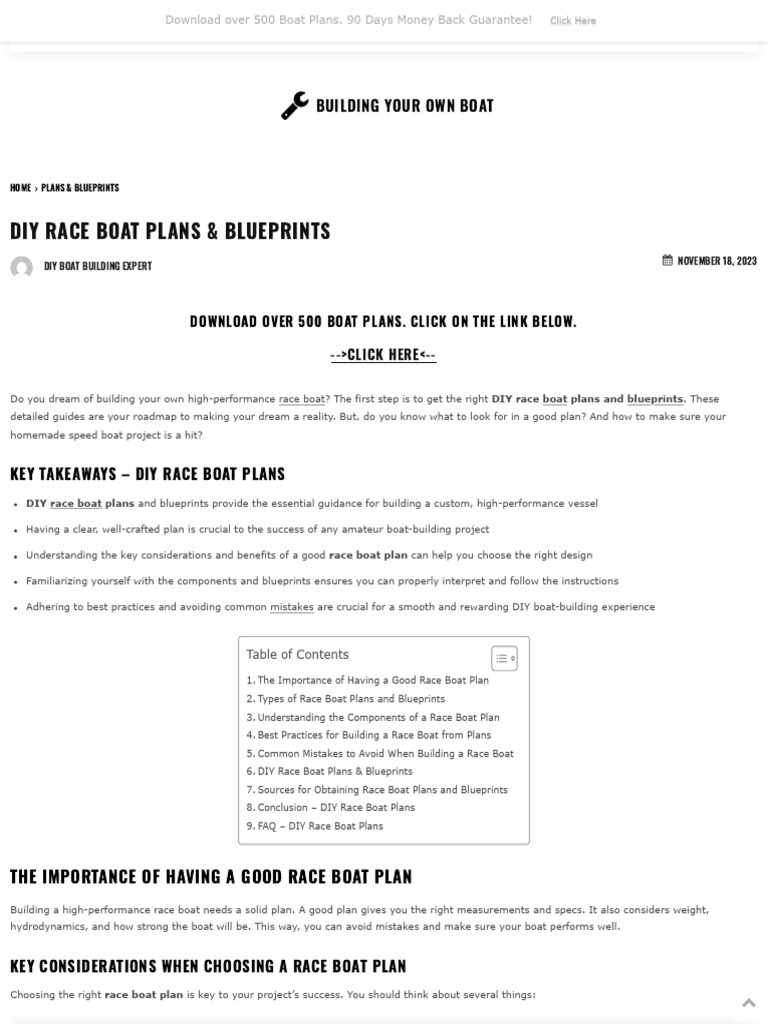 DIY Race Boat Plans & Blueprints - Dominate Boat Construction | PDF