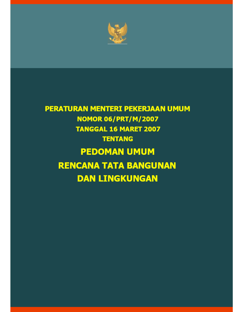 Permen PU No. 06-2007_Pedoman Umum Rencana Tata Bangunan Dan Lingkungan | PDF