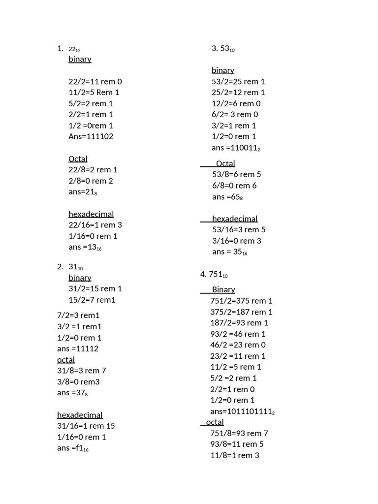 Convertion of Decimal Numbers | PDF
