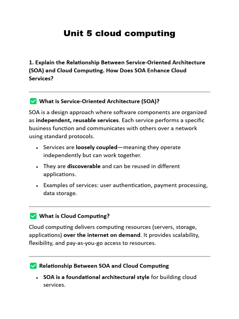 Unit 5 Cloud Computing | PDF | Cloud Computing | Service Oriented Architecture