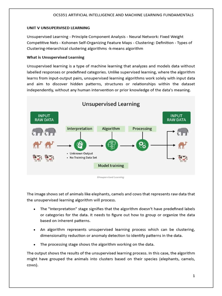 Unit V Unsupervised Learning | PDF | Principal Component Analysis | Eigenvalues And Eigenvectors