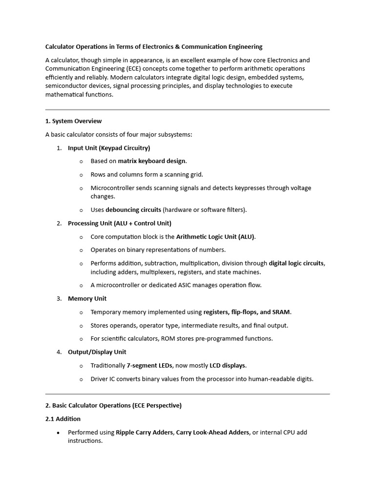 Calculator Operations in ECE Explained | PDF | Calculator | Central ...