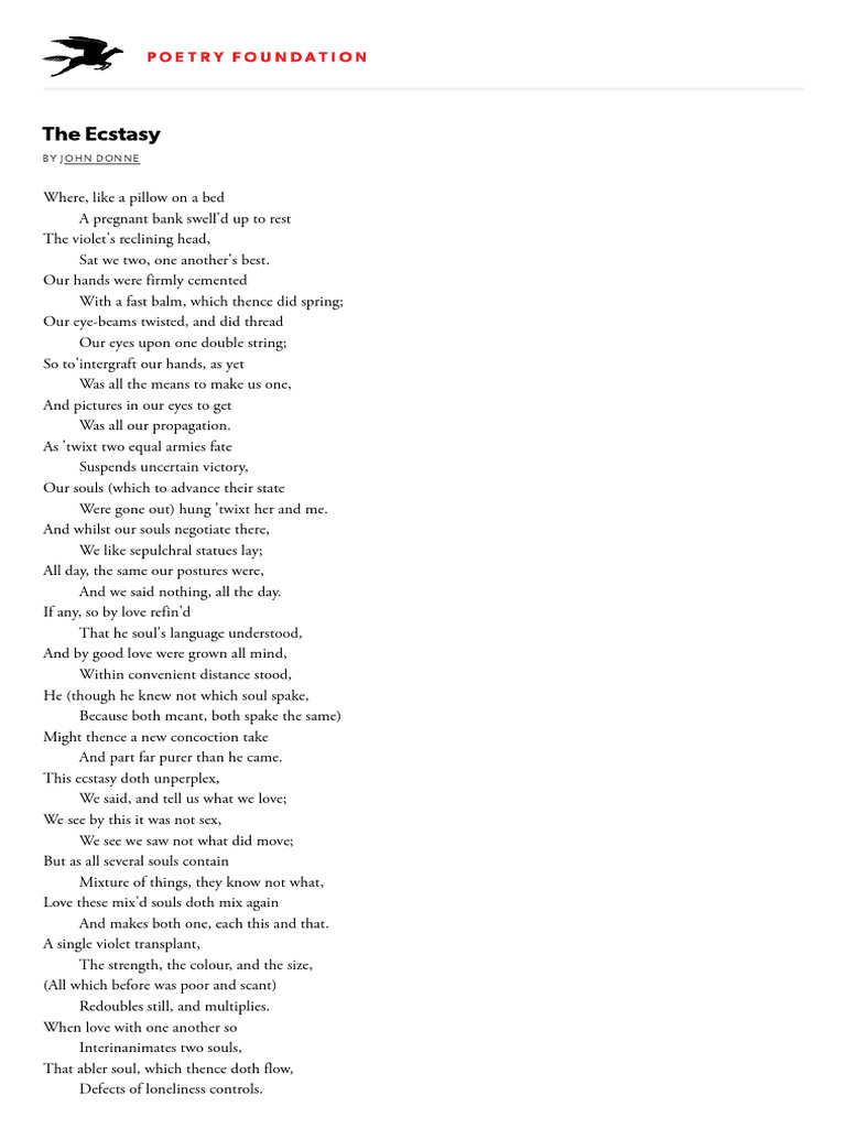 John Donne's "The Ecstasy" Poem Analysis | PDF