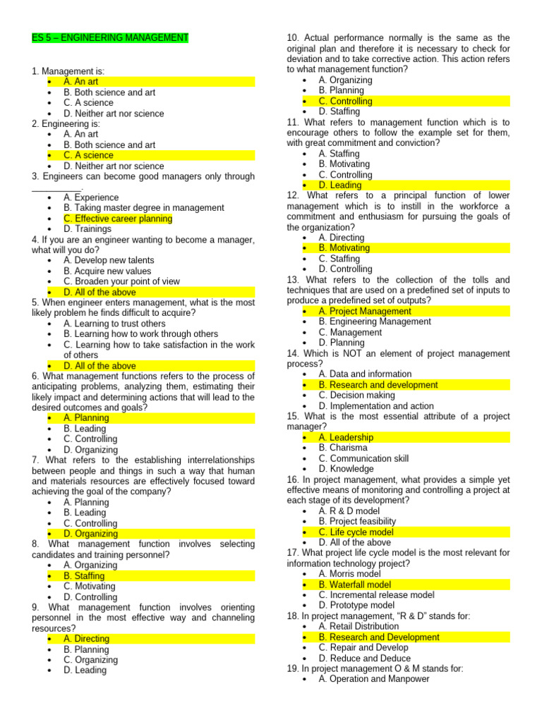 ES 5 SEMI FINAL LONG QUIZAnswer No. 95 200 Highlight The Correct Answer ...
